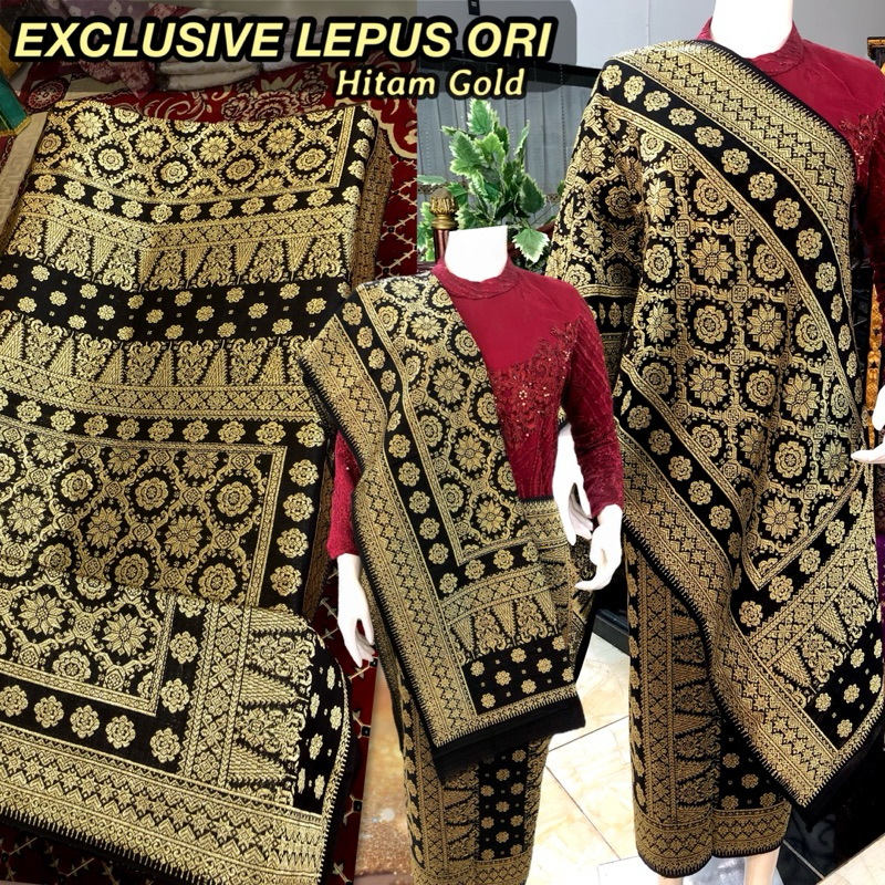 Jual Exclusive Songket Lepus ORI Hitam Gradiasi Berlian /Lepus Gebeng warna ORI /songket tenun ...