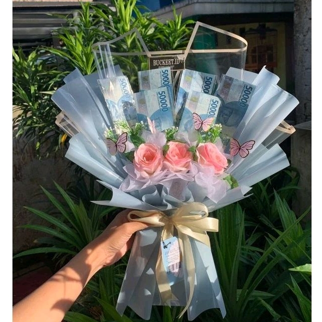 Jual BUKET UANG KOSONG PREMIUM MIX BUNGA MAWAR 3 TANGKAI & KUPU KUPU ...