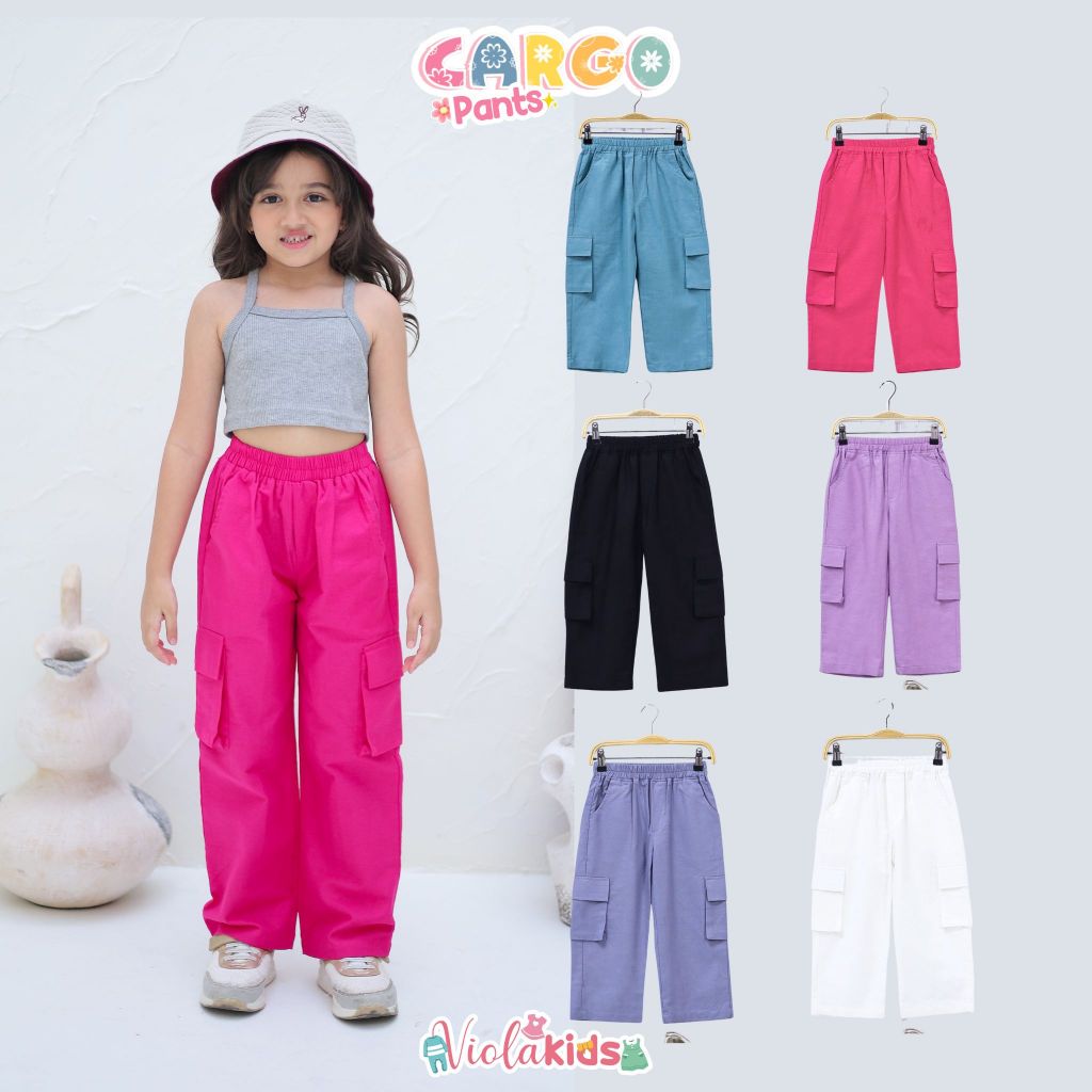 Jual Violakids - Linen Cargo Pants / Celana Cargo Anak Perempuan / Celana Panjang / Celana Anak ...
