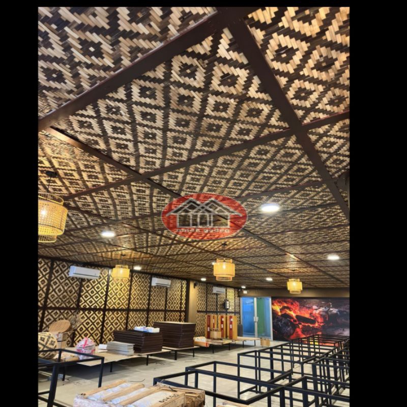 Jual anyaman bambu/bilik bambu motif/gedeg/tabag uk 3x2 meter | Shopee ...