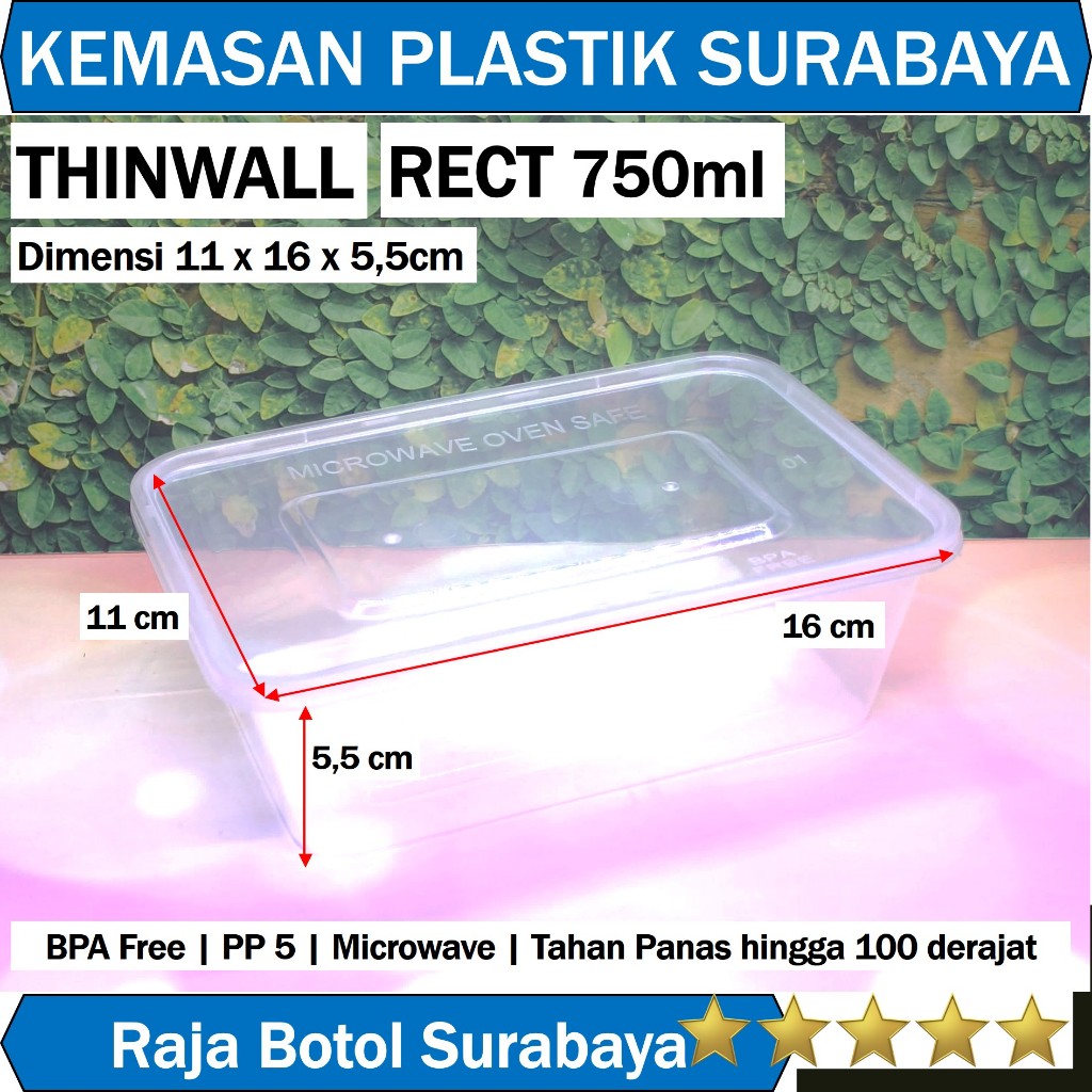 Jual Thinwall Rect 750ml rect750 Rectangle Garuda Persegi 750 ml rect750ml tempat makan plastik ...