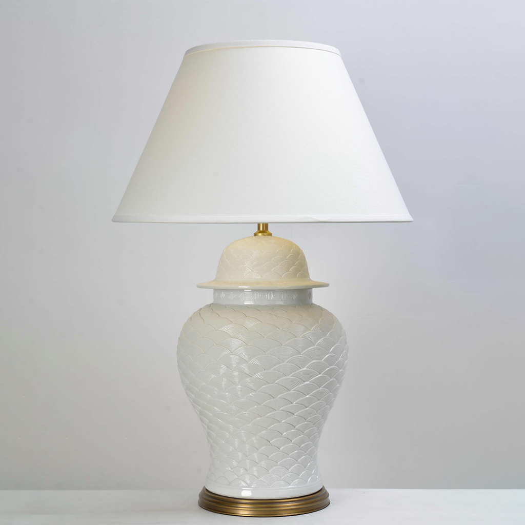 Jual Lampu Meja Hias Putih Minimalis/ Ariel White Scales Table Lamp EB ...