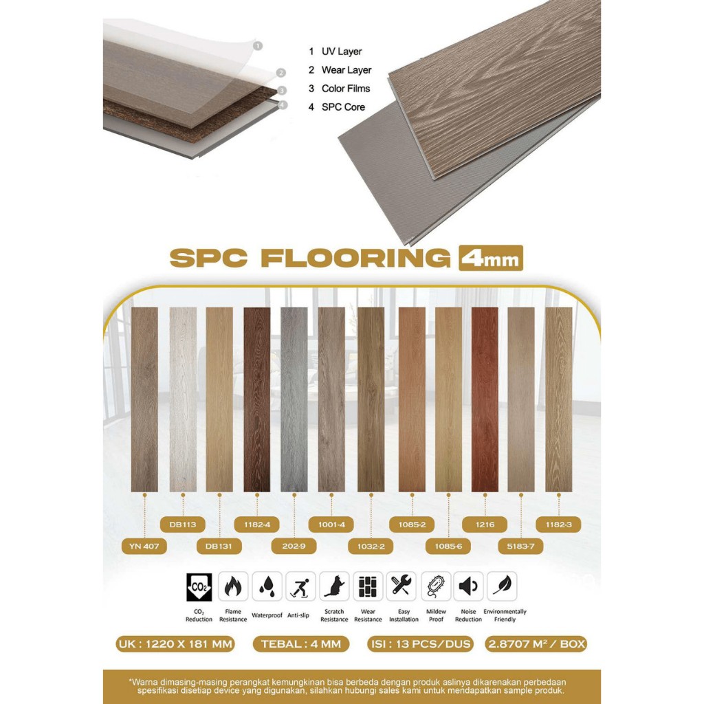 Jual SPC Flooring 4mm | Lantai SPC Vinyl Plank Motif Kayu Click Klik System | PENGIRIMAN LUAR ...