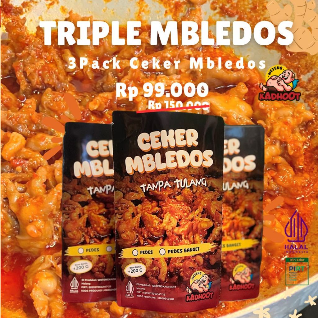 Jual TRIPLE MBLEDOS CEKER TANPA TULANG ISI 3 BEBAS PILIH RASA DI SETIAP ...