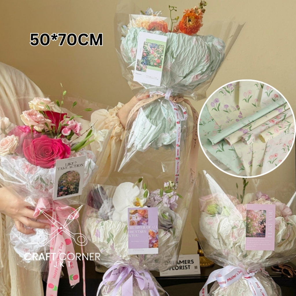 Jual [20 LBR] Flower Wrapping Kertas Lily Motif Paper Hadiah Buket Kado ...