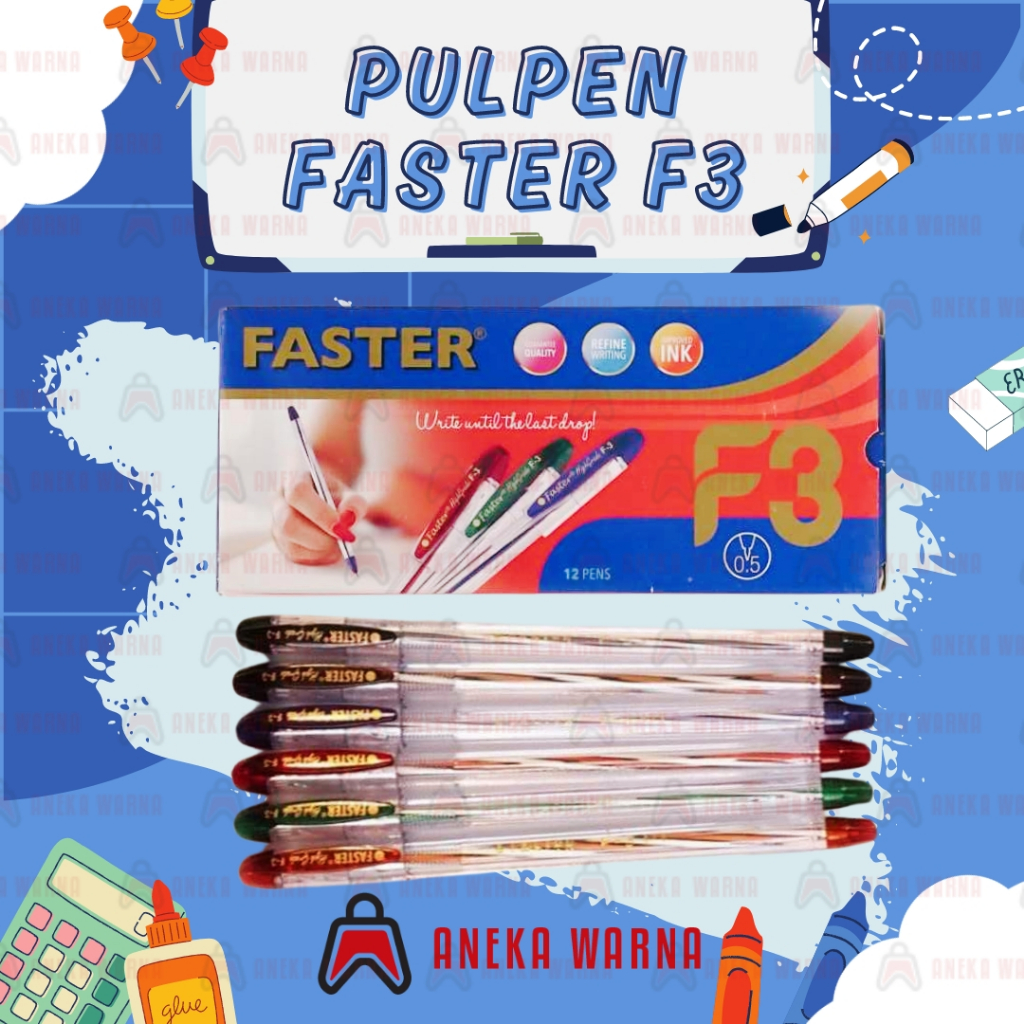 Jual PULPEN/PEN/BALLPOINT | FASTER F3 0.05 MM (ECER) | Shopee Indonesia