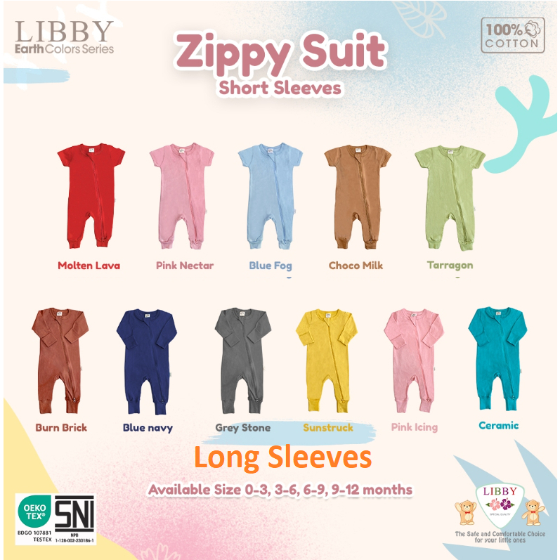 Jual Libby Baby Earth Series Zippy Suit Sleepsuit Zipper Lengan Panjang ...