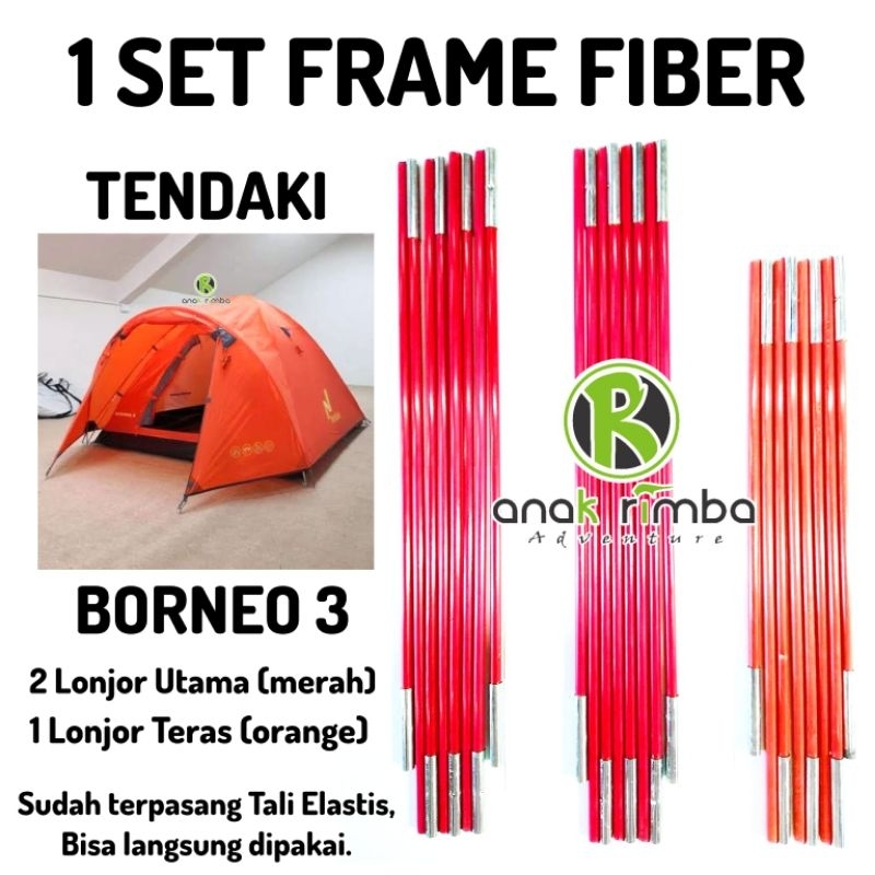 Jual FRAME FIBER BORNEO 3 TENDAKI 1 SET KAPASITAS 3 ORANG | Shopee ...