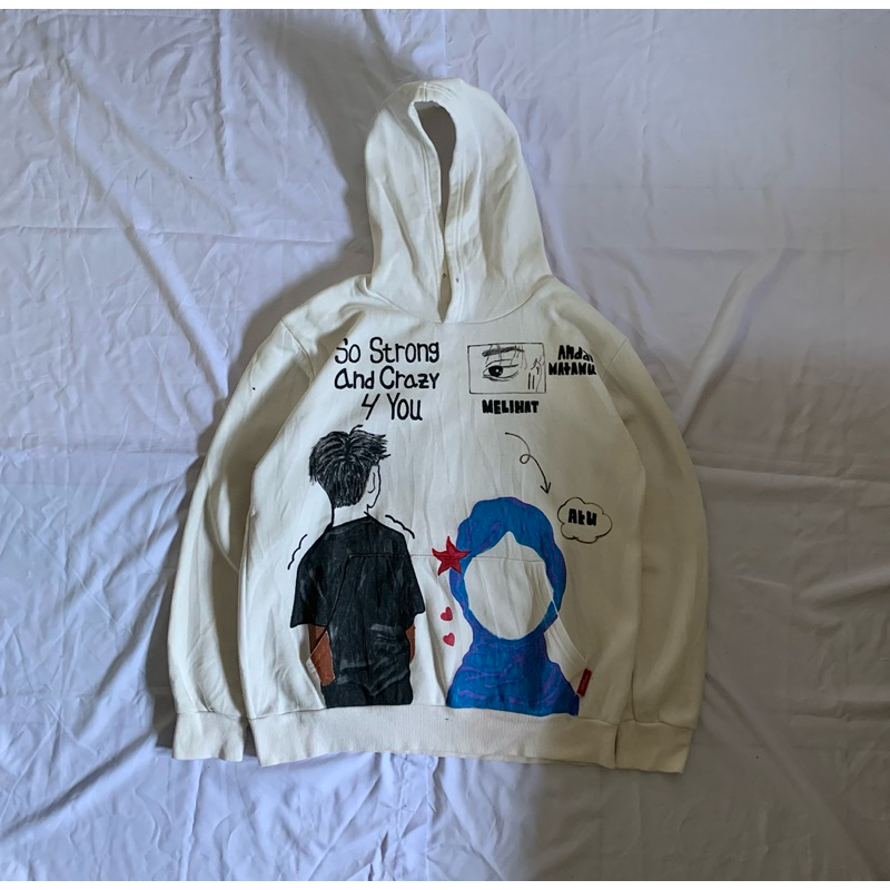 Jual REWORK HOODIE HANPAINTED NIDJI- RAHASIA HATI( HOODIE REWORK ...