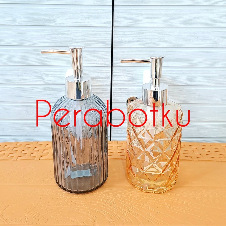 Jual Botol Sabun Cair Kaca Pump 450 ml / Tempat Sabun Mandi / Botol ...