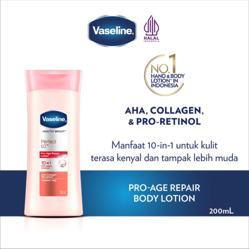 Jual Vaseline Healthy Bright Perfect10 200ml | Shopee Indonesia