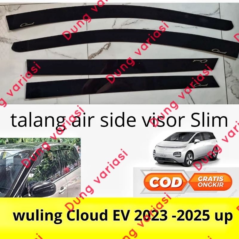 Jual talang air side visor slim Wuling cloud EV hitam 2023,2024,2025 ...