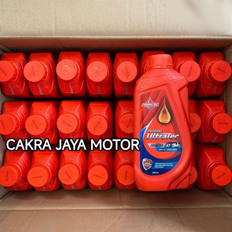 Jual 1 DUS = 24 Botol Oli Federal Ultratec 800ml 4T 20W-50 Merah ...