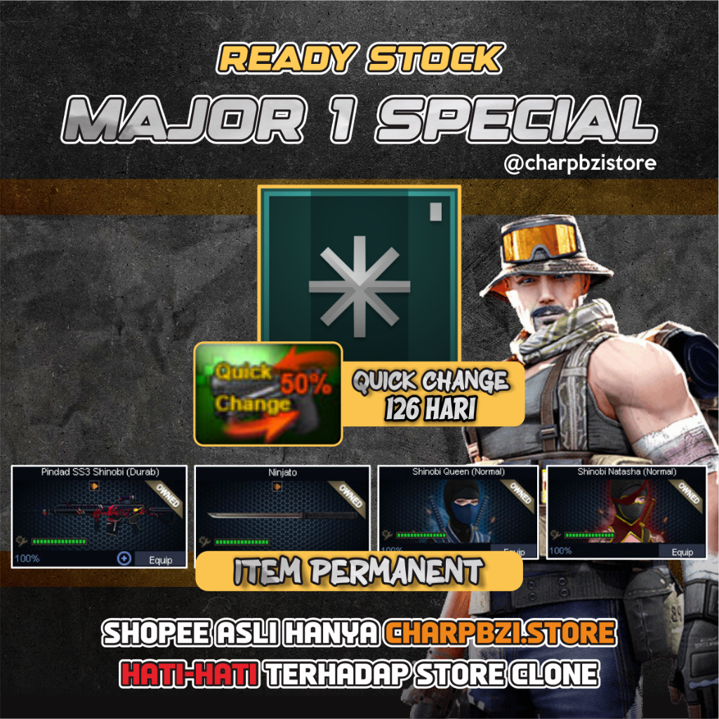 Jual MAJOR 1 PINDAD SS3 PERMANENT / CHAR PB / CHAR POINT BLANK | Shopee ...