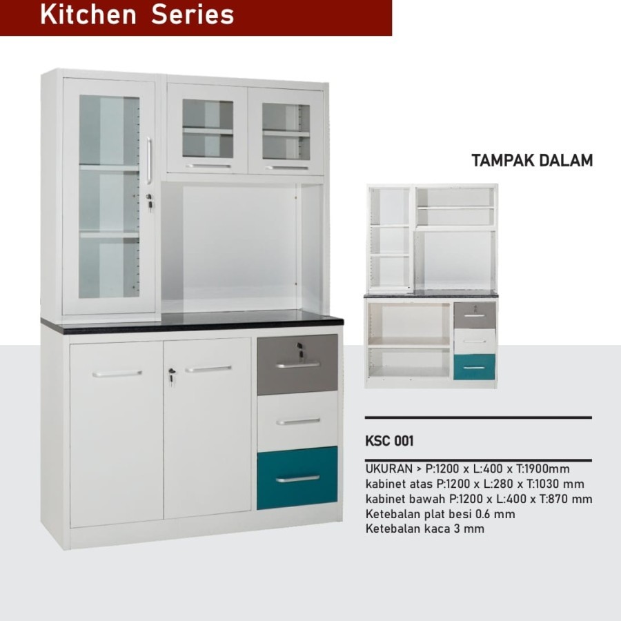 Jual lemari dapur besi rak sayur kitchen set full besi 3 pintu | Shopee ...