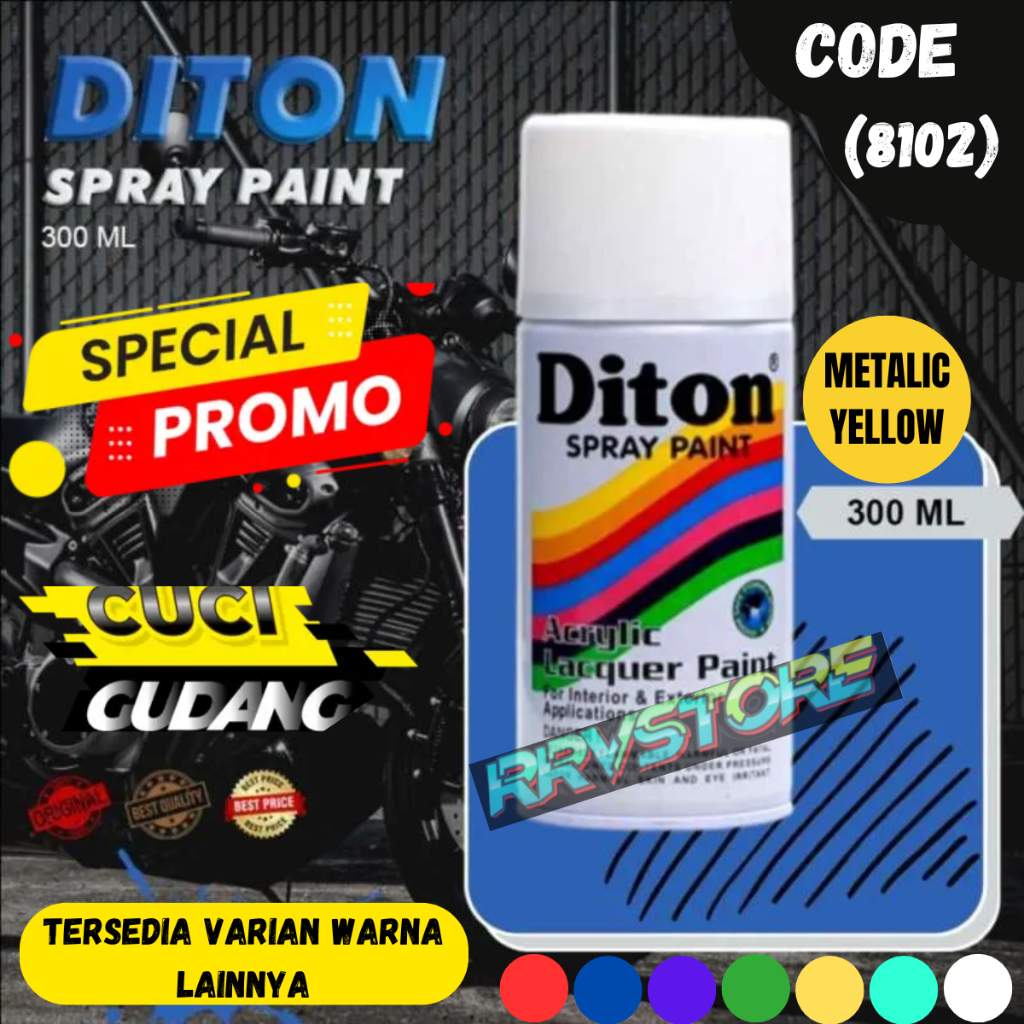 Jual CAT SEMPROT DITON METALIC YELLOW (8102) 300cc CAT DITON WARNA ...