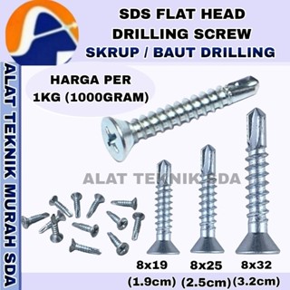 Jual 1000gr/1Kg Sekrup Skrup Sds Drilling Screw (8x19) (8x25) (8x32) Inch Sekrup Skrup Sds ...