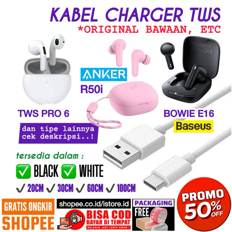 Jual [COD] Free: Sticker | ORIGINAL! Kabel Charger TWS Pro 6 Redmi M19 ...