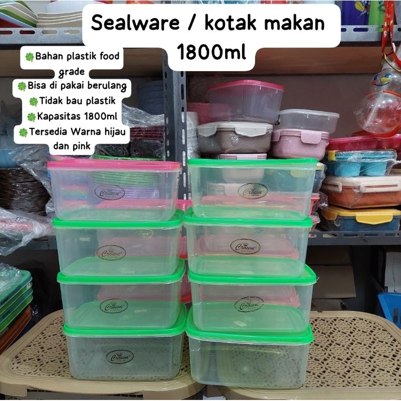 Jual kotak makan plastik 1800ml/ sealware plastik/ lunch box plastik ...