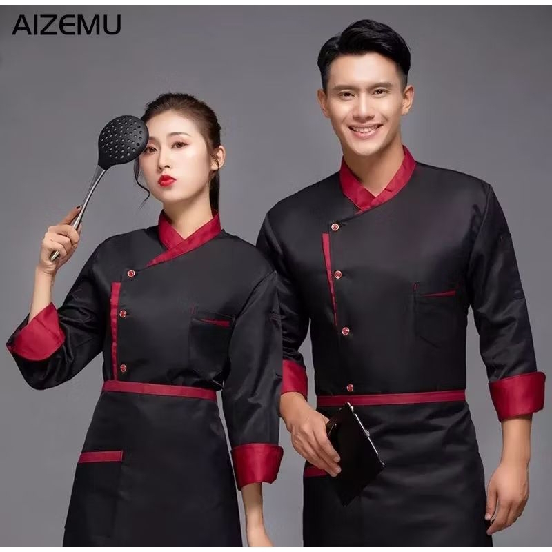 Jual jacket chef seragam koki unisex baju chef jacket pekerja restoran ...