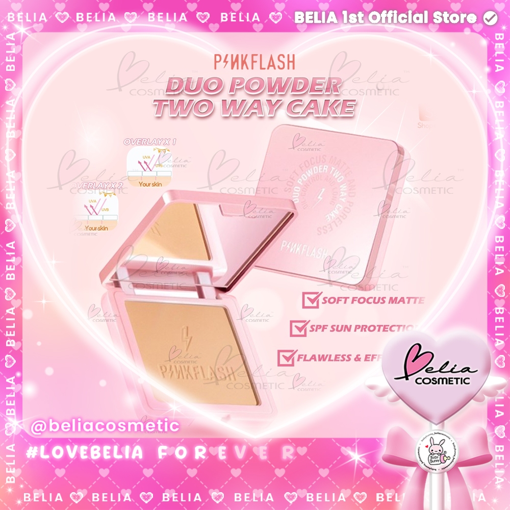 Jual BELIA PINKFLASH Duo Powder Two Way Cake | Duo Effect Pressed ...