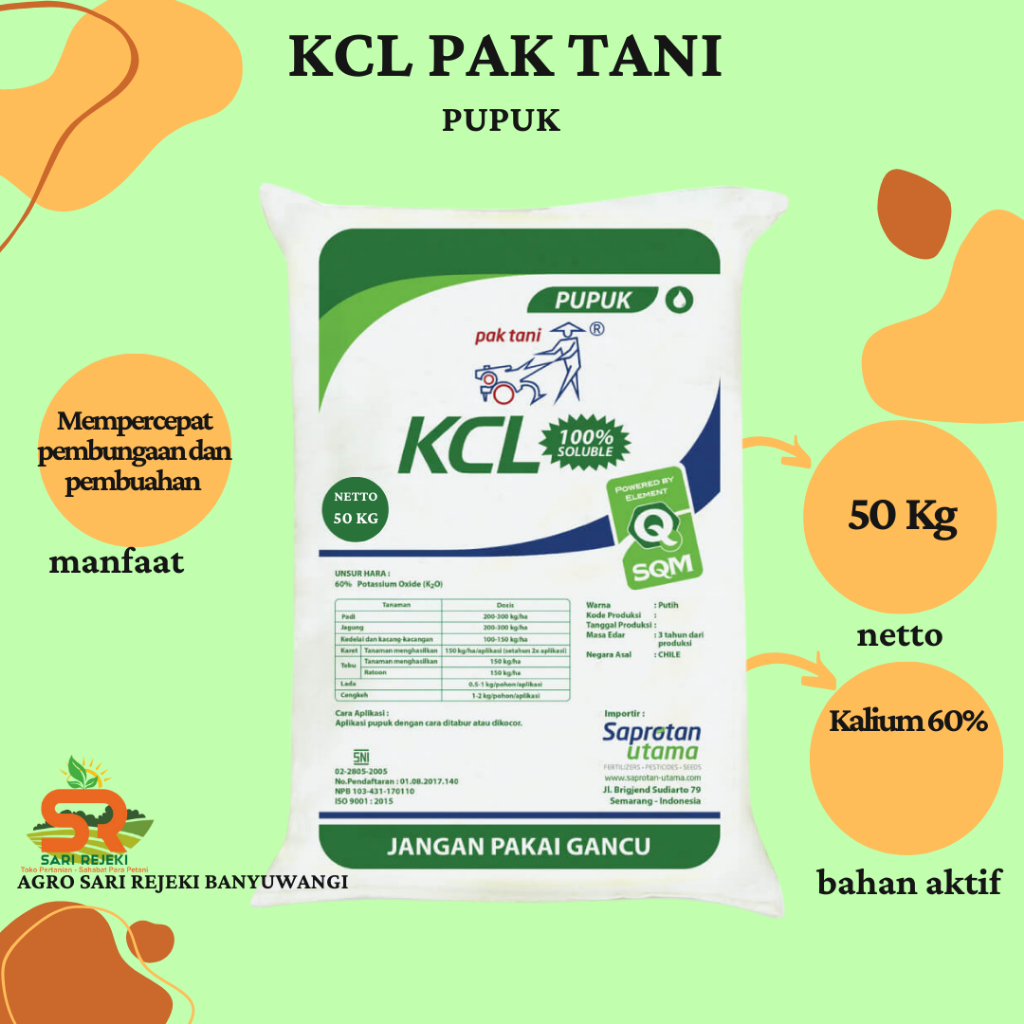 Jual PUPUK KCL SAPROTAN PAK TANI 50KG | Shopee Indonesia