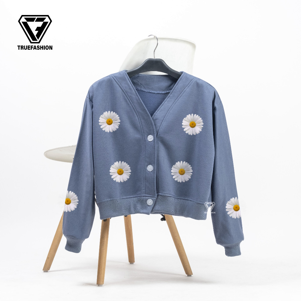 Jual TF - JENNIE DAISY FLOWER Cardigan Crop Wanita Korean Style Lalisa ...