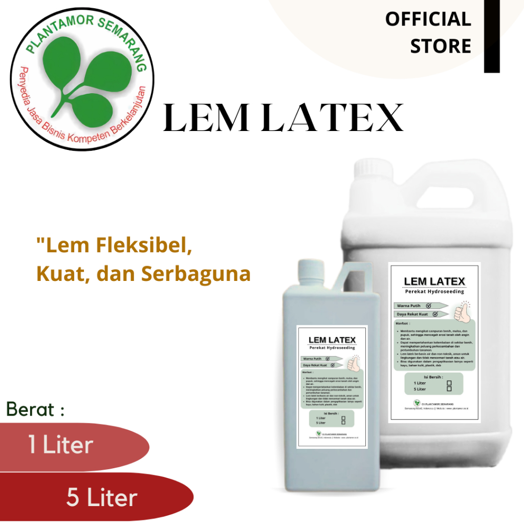 Jual Lem Latex 60% ukuran 1 Lt dan 5 Lt untuk hydroseeding | Shopee Indonesia
