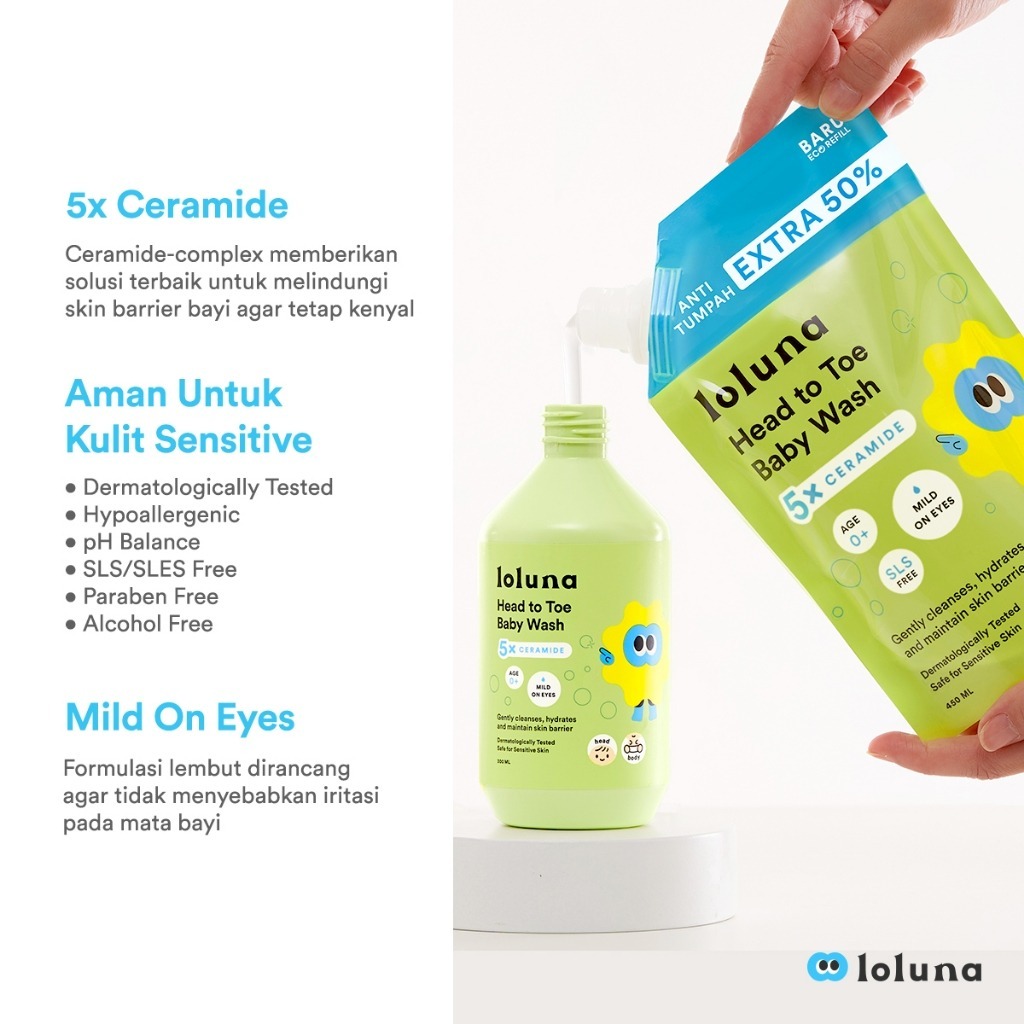 Jual LOLUNA Head to Toe Baby Wash 450ml NEW REFILL SIZE | 5x Ceramide ...