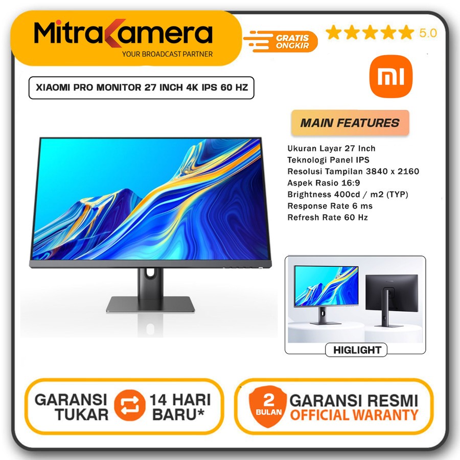 Jual Xiaomi Professional Monitor 27 Inch 4K IPS 60 Hz USB Type C Ultra ...