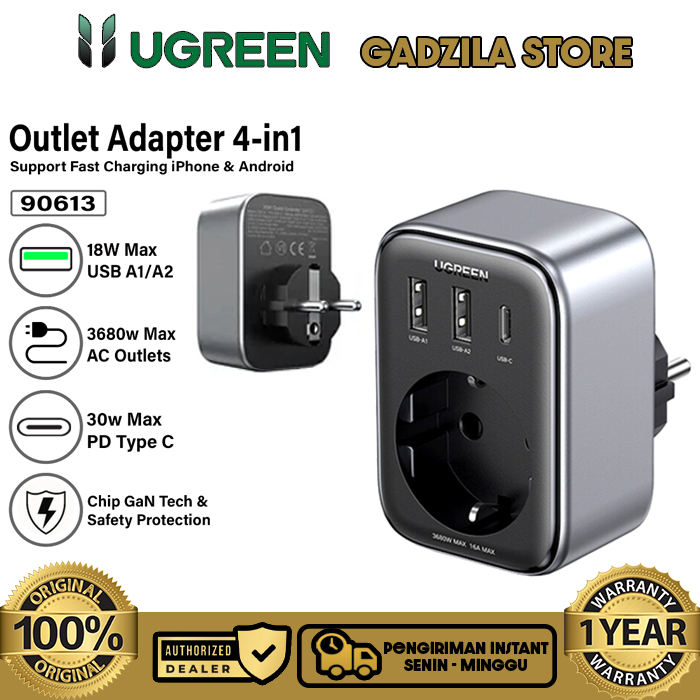 Jual UGREEN Adaptor Stop Kontak Power Outlet 4in1 GaN 30W Colokan ...