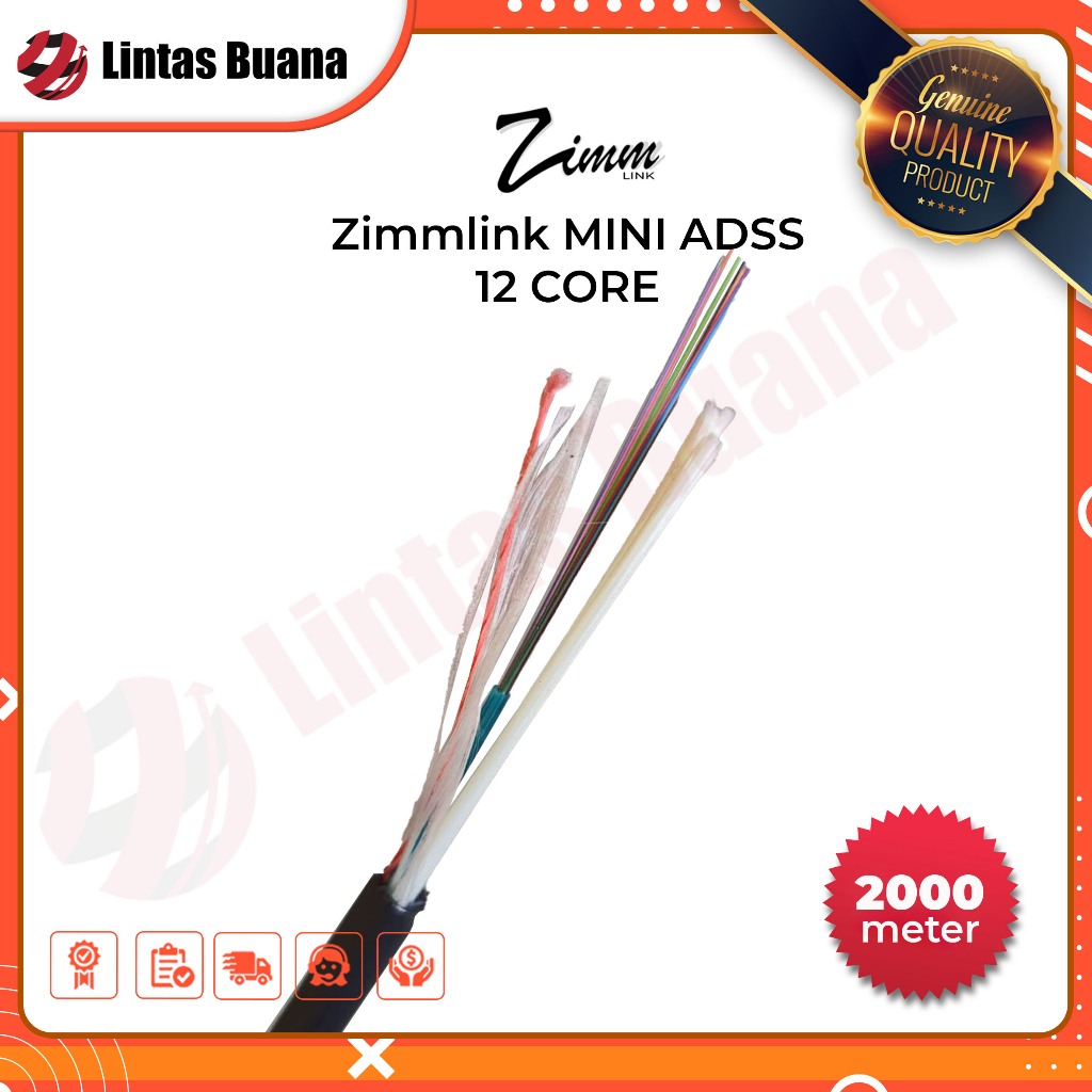 Jual Kabel Fiber Optik Mini ADSS 12 Core 2000 meter Zimmlink | Shopee ...