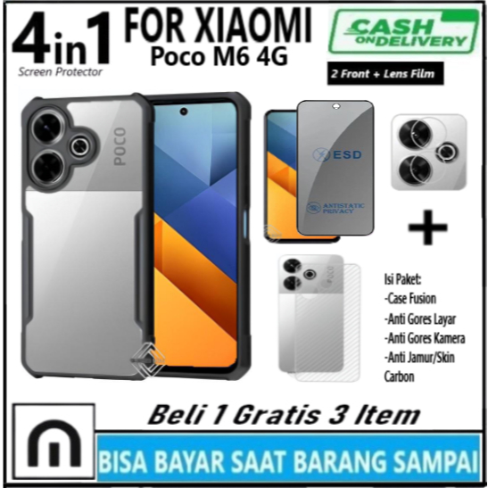 Jual PROMO Paket 4in1 Case Xiaomi Poco M6 4G Casing Transparan Soft ...