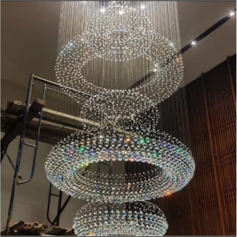 Jual lampu plafon kristal-lampu void D100cm tinggi 300cm model cincin ...