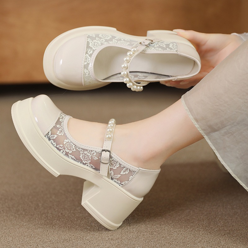 Jual FK-127 Sepatu Brokat Korean Style Mary Jane Wanita Kasual Sepatu Kerja Cewek Mutiara ...