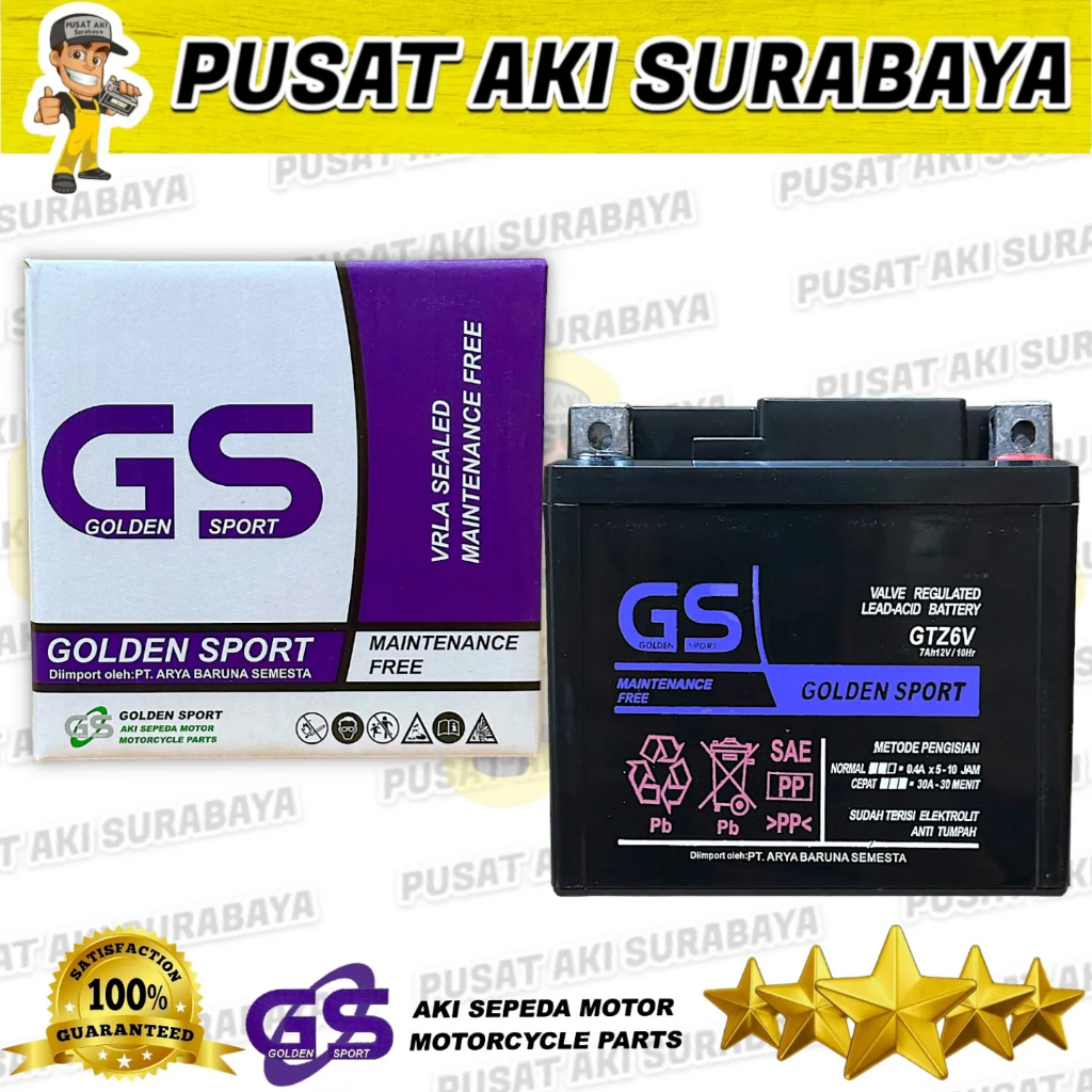 Jual PROMO ACCU GOLDEN SPORT GTZ6V UNTUK MOTOR STANDAR AIR BLADE VARIO ...