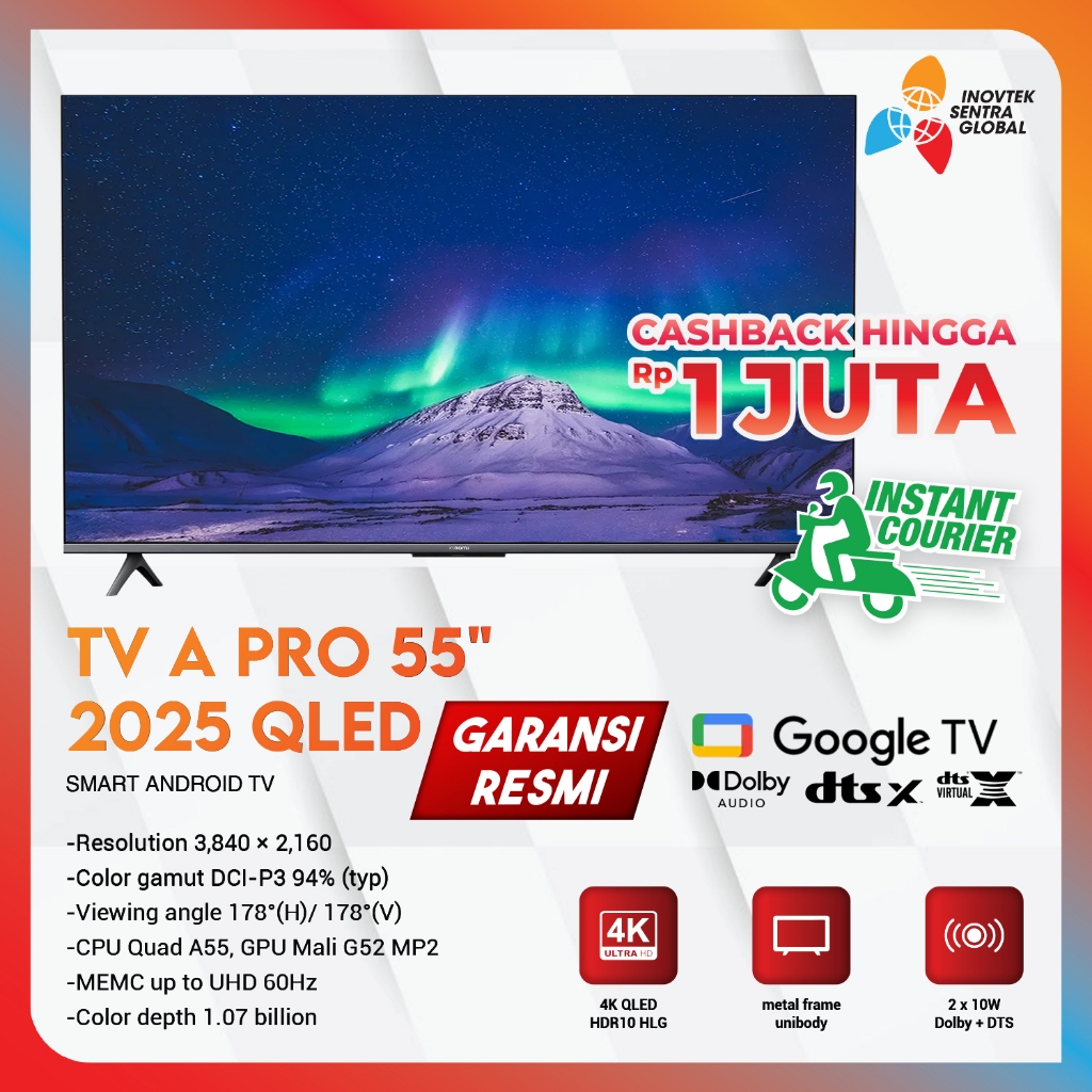 Jual Xiaomi Mi Google TV 55" Inch A Pro 2025 4K QLED 60Hz Dolby Smart ...