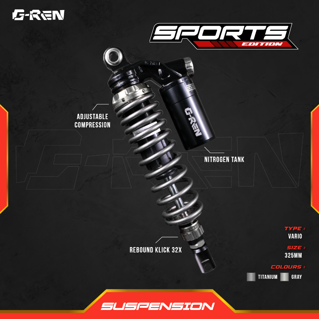 Jual SHOCK SUSPENSION SUSPENSI G-REN SPORTS VARIO 325MM WARNA BRONZE ...