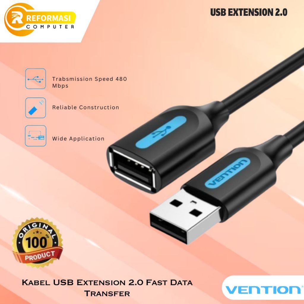 Jual Kabel USB Extension 2.0 Fast Data Transfer Vention CBI 2 Meter ...
