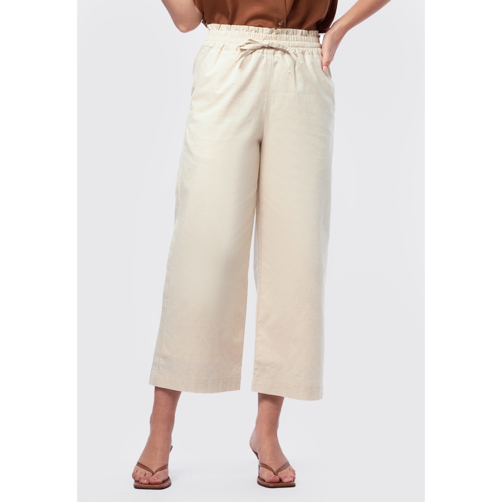 Jual Et Cetera Regular Fit Wide Leg Pants ECRU | Shopee Indonesia