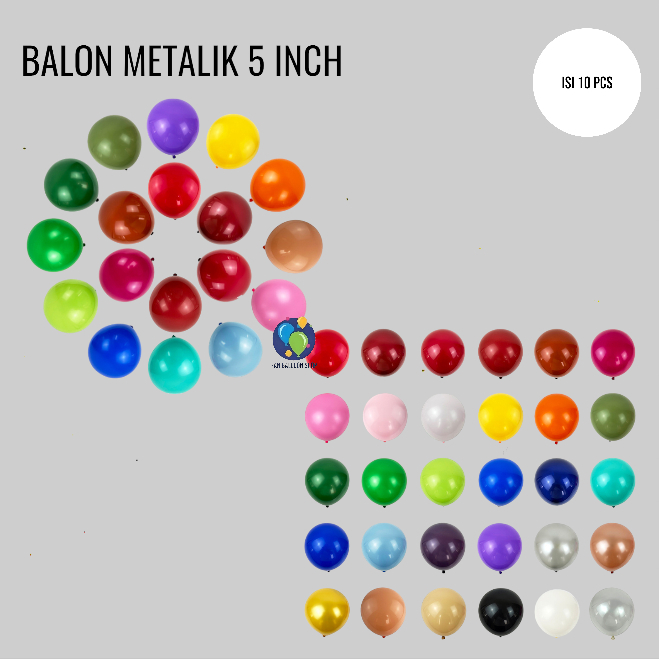 Jual Balon Metalik 5" Isi 10 / Balon Latex Metalik 5 Inch / Balon Latex ...