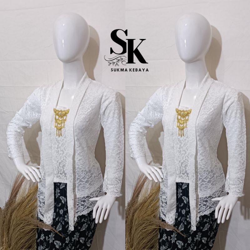 Jual atasan kebaya brukat kutu baru floy modern lengan panjang baju kebaya brokat pesta kartini ...