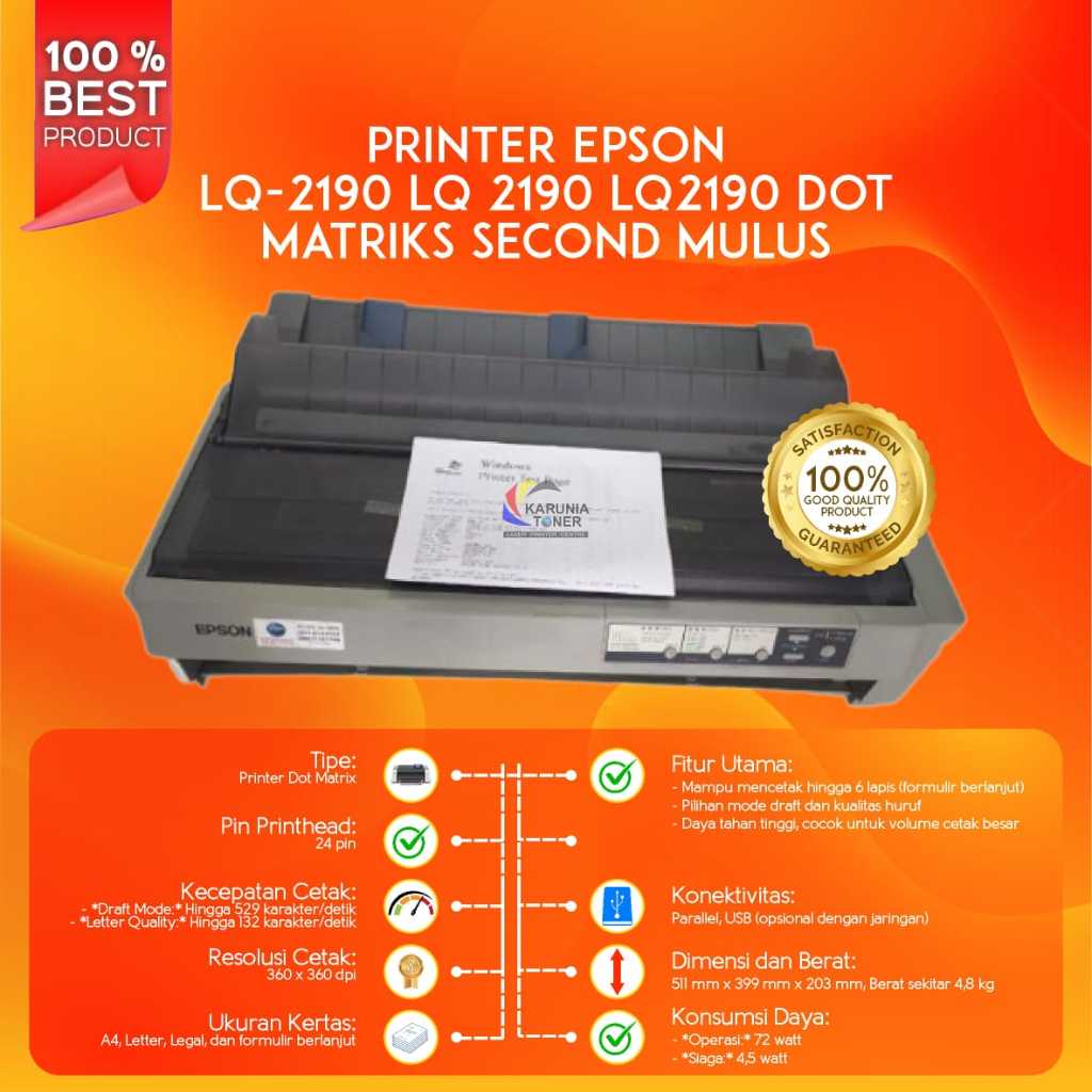 Jual Printer Bekas Epson LQ2190 Bergaransi Dotmatrix A3 LQ 2190 Murah ...