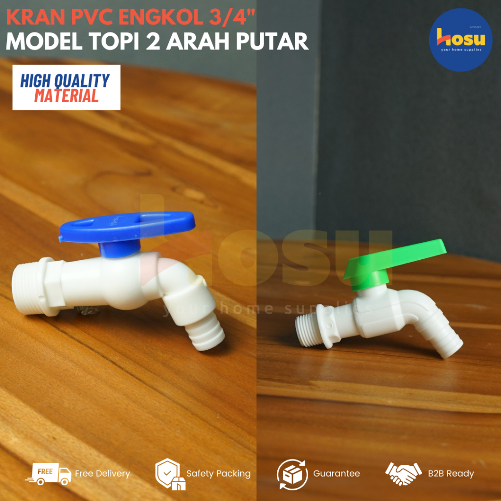 Jual Kran Air Taman PVC 1/2" 3/4" Inch Plastik Tebal Kran Tembok ...