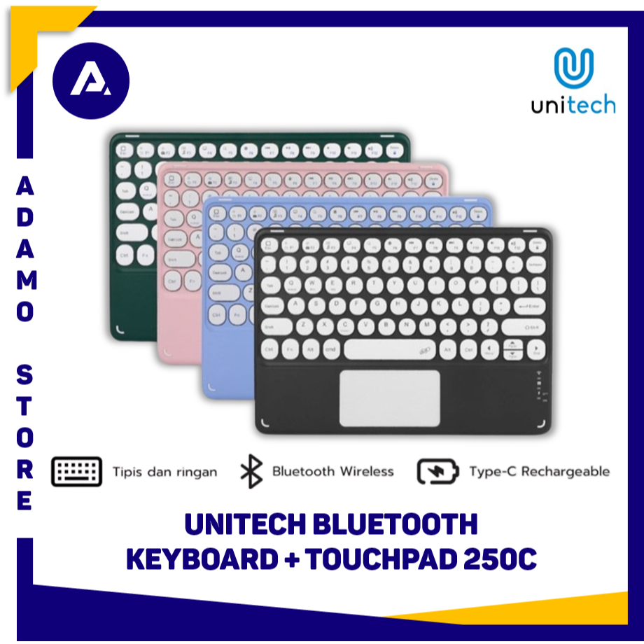 Jual Unitech Keyboard Bluetooth + Touchpad 250C Wireless Rechargeable ...