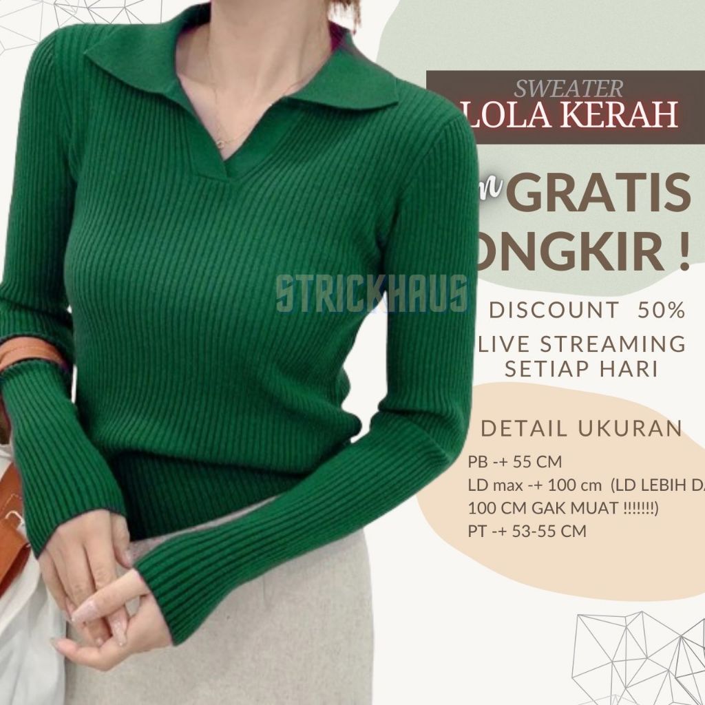 Jual NEW LOLA Atasan Kerah Rajut Wanita Crop Top -#STRICKHAUS | Shopee Indonesia