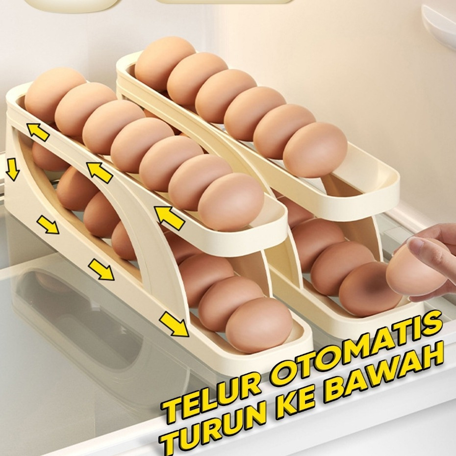 Jual Rak Telur 2 Tingkat Minimalis Rak Penyimpanan Telur Gulir Otomatis ...