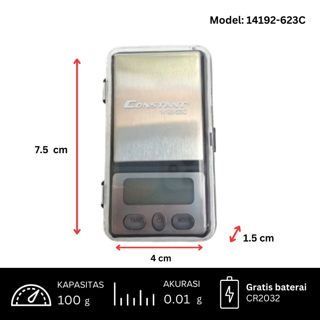 Jual Timbangan Emas Mini Constant Original 623C Kapasitas 100 gram 0,01 ...