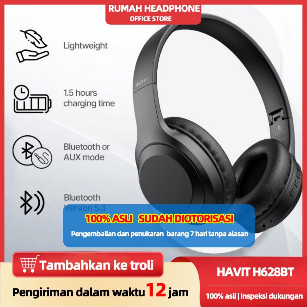Jual Havit H628BT Headphone Bluetooth Nirkabel dengan Umur Baterai yang Panjang, Kualitas Suara ...