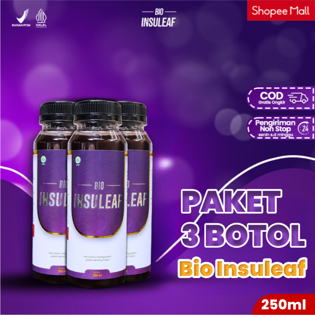 Jual BIO INSULEAF 3 BOTOL - HERBAL ALAMI EFEKTIF ATASI DIABETES ...